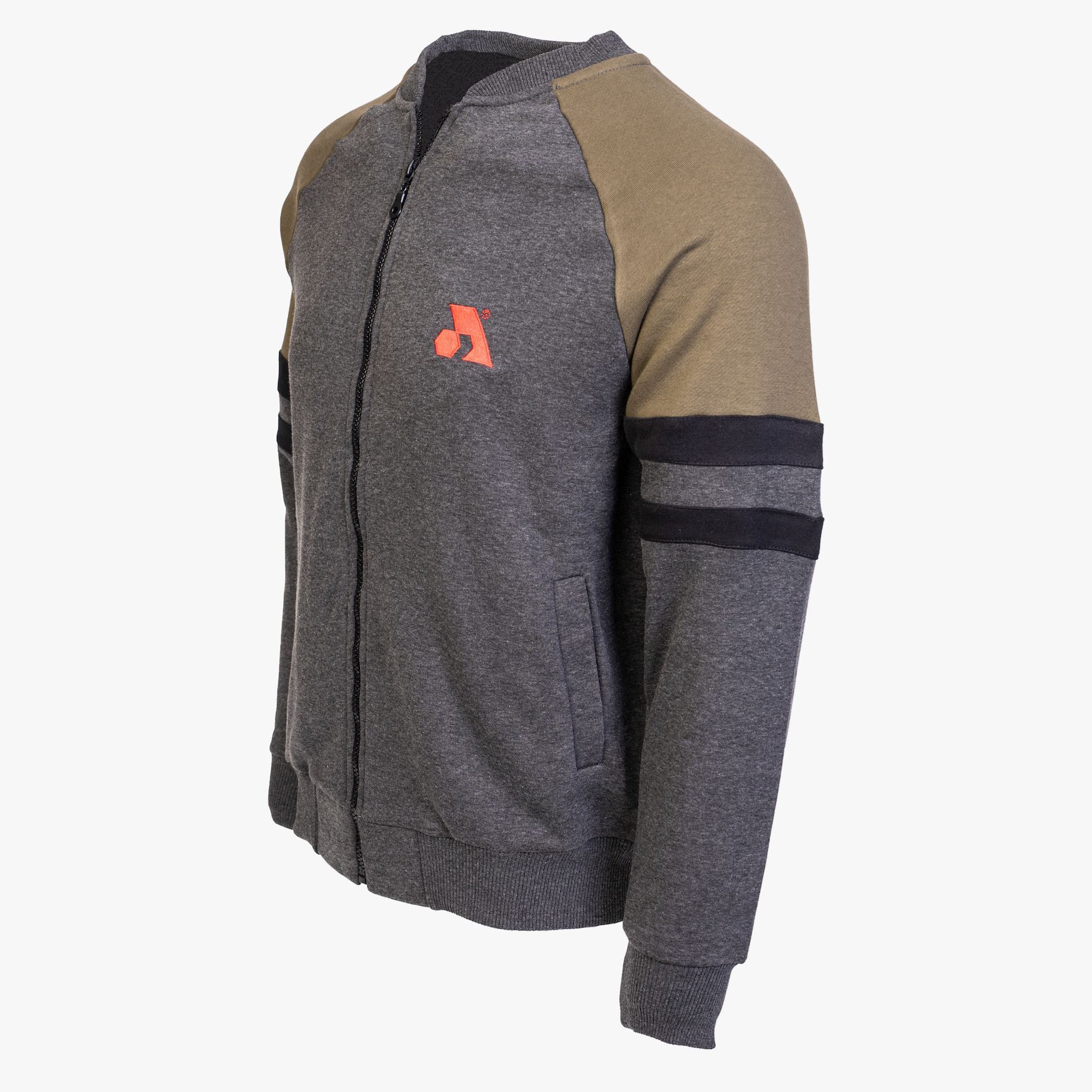 Arsenal Gray / Khaki Cotton-Poly Standard Fit Classic Crew Zip-Up ...