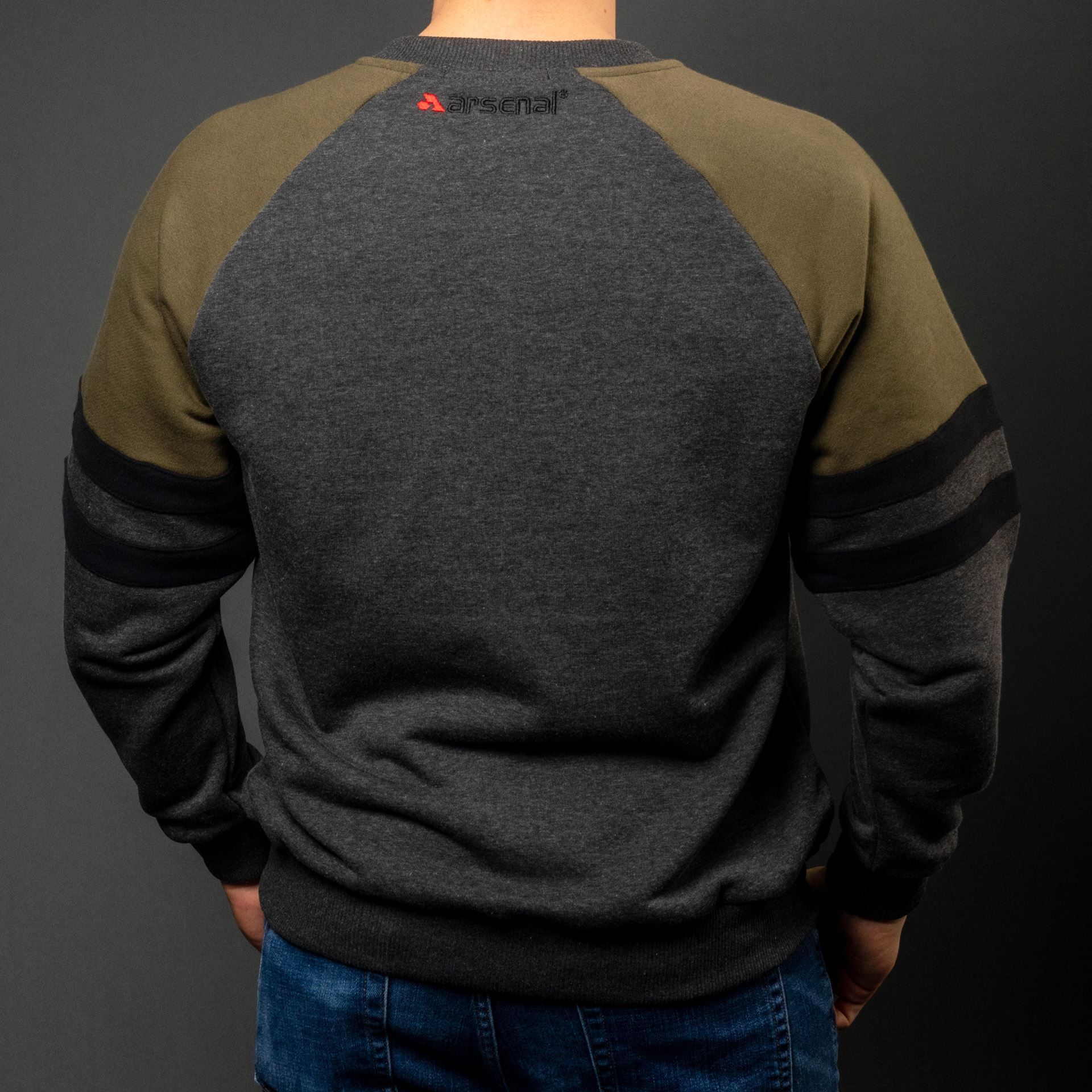 Arsenal Gray / Khaki Cotton-Poly Standard Fit Classic Crew Zip-Up ...