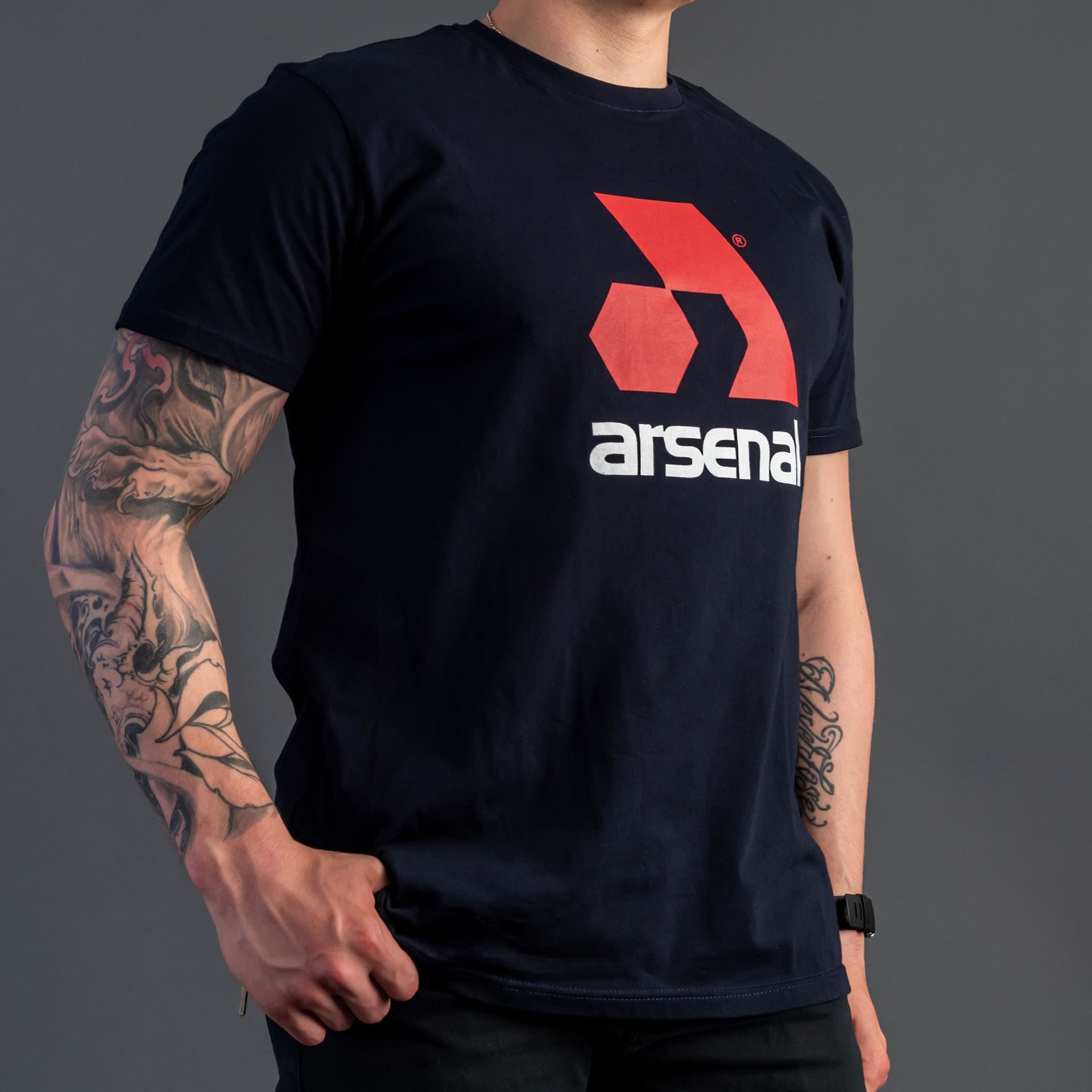 Arsenal Black Cotton Relaxed Fit Logo T-Shirt at K-Var