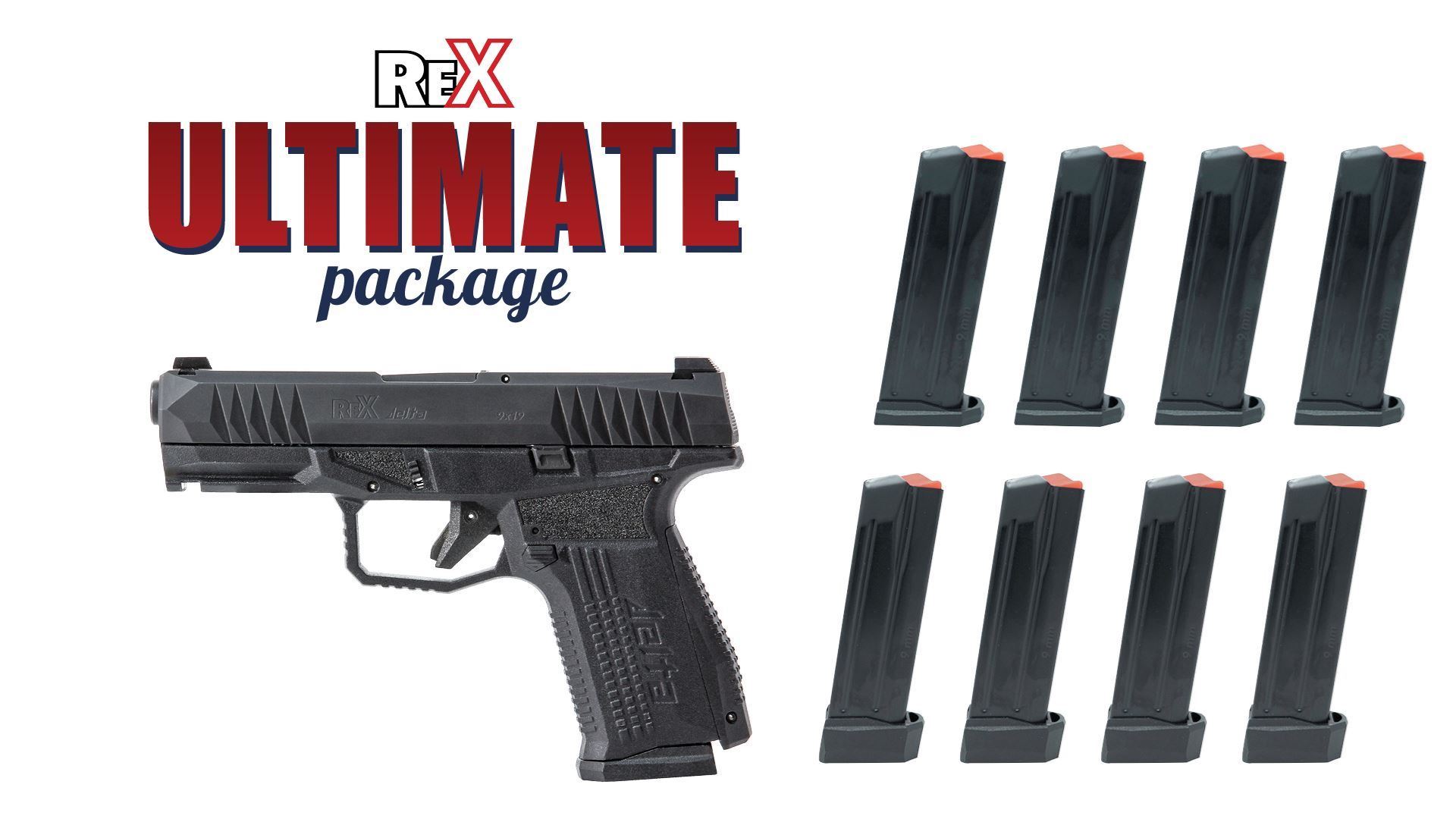 Arex Rex Delta Ultimate Package 9mm Pistol 8 Magazines at K-Var